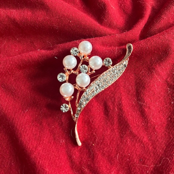 Jewelry | Spring Pearl Flower Cluster Bouquet Rose Gold Tone Brooch ...